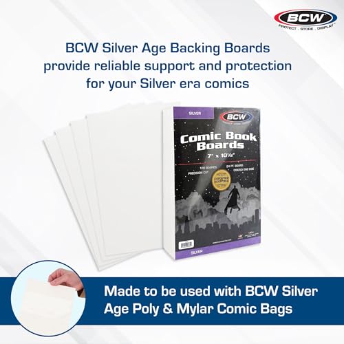 BCW Silver Age Backing Boards - 2 Pack (200 Total) | Certified Acid-Free, 7x10.5 Inches | Safeguard Your Valuable Silver and Bronze Age Comics