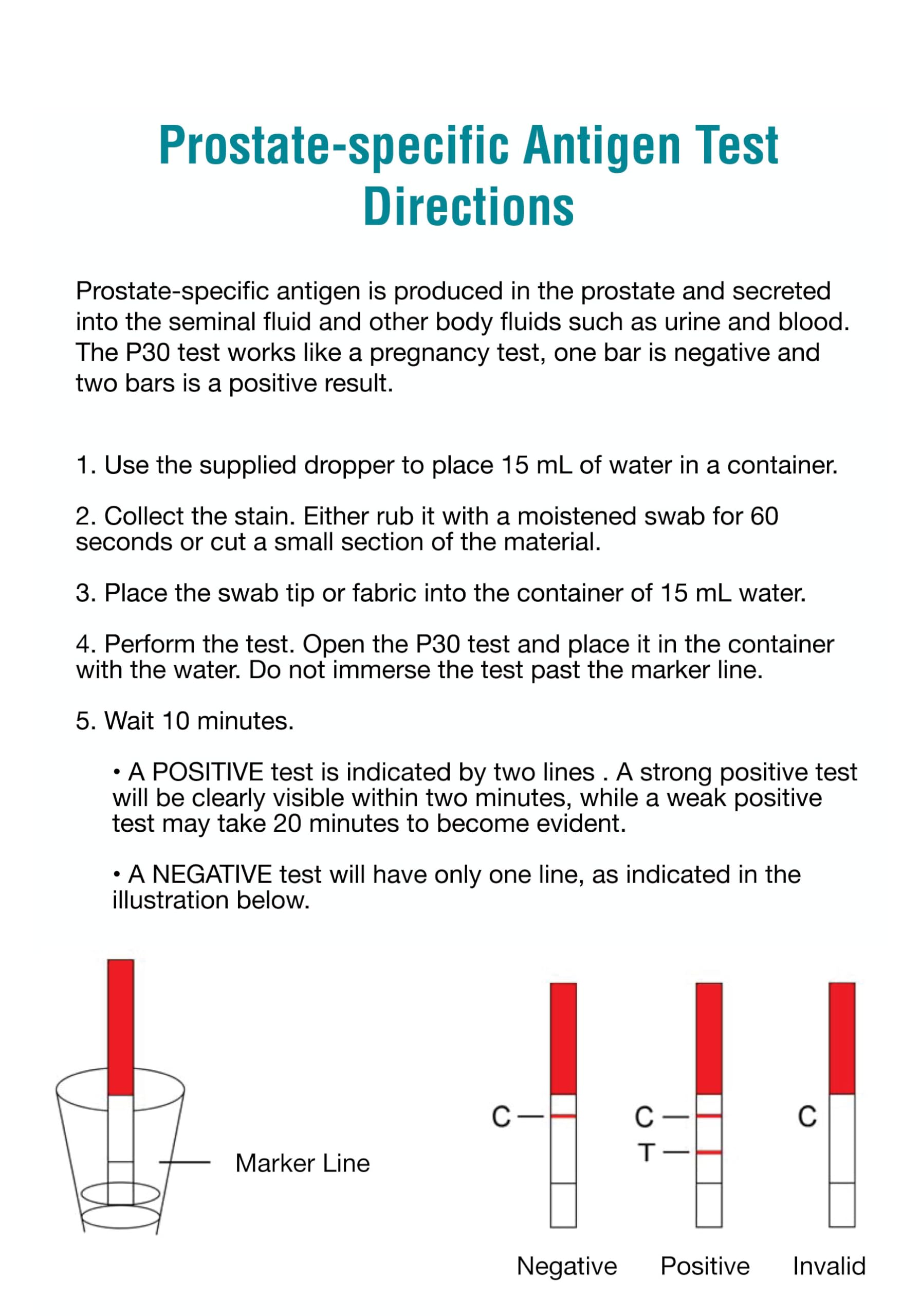 Semen Detection Test - P30 Antigen - Perform Five Tests - Used in Forensic Science Labs - Includes Supplies and Directions