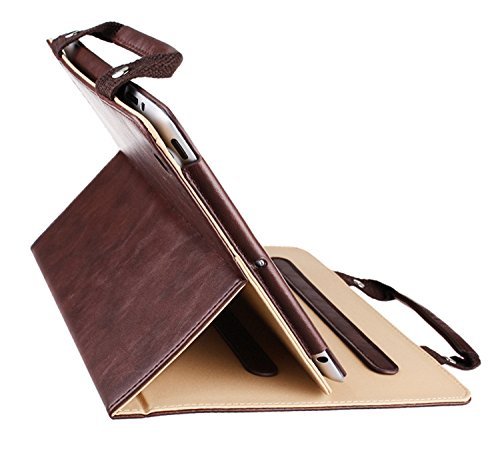 TechCode Case for iPad 9th Generation 10.2, Portable Handbag Wallet Flip Case PU Leather Stand Cover with Handle Pocket Sleeve for iPad 7th/8th /9th Generation 10.2 inch (Brown03)