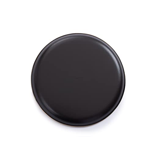 Barebones Enamel Deep Plate, Set of 2 - Hand-Finished Baked Stainless Steel Trim, Charcoal