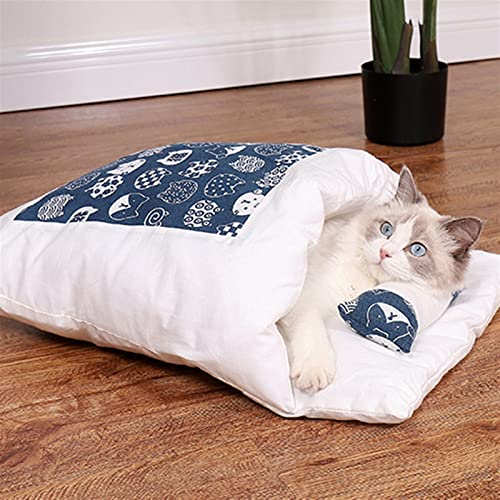 BECTAN cat Sofa Cat Bed Winter Removable Warm Cat Sleeping Bag Deep Sleep Pet Dog Bed House Cats Nest Cushion with Pillow Cat Supplies (Color : Pink ice Cream, Size : L)
