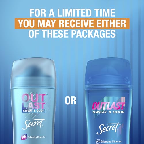 Secret Outlast Antiperspirant Deodorant for Women, Sweat & Odor Protection, PH Balancing Minerals, Clear Gel, Unscented, 2.6 oz