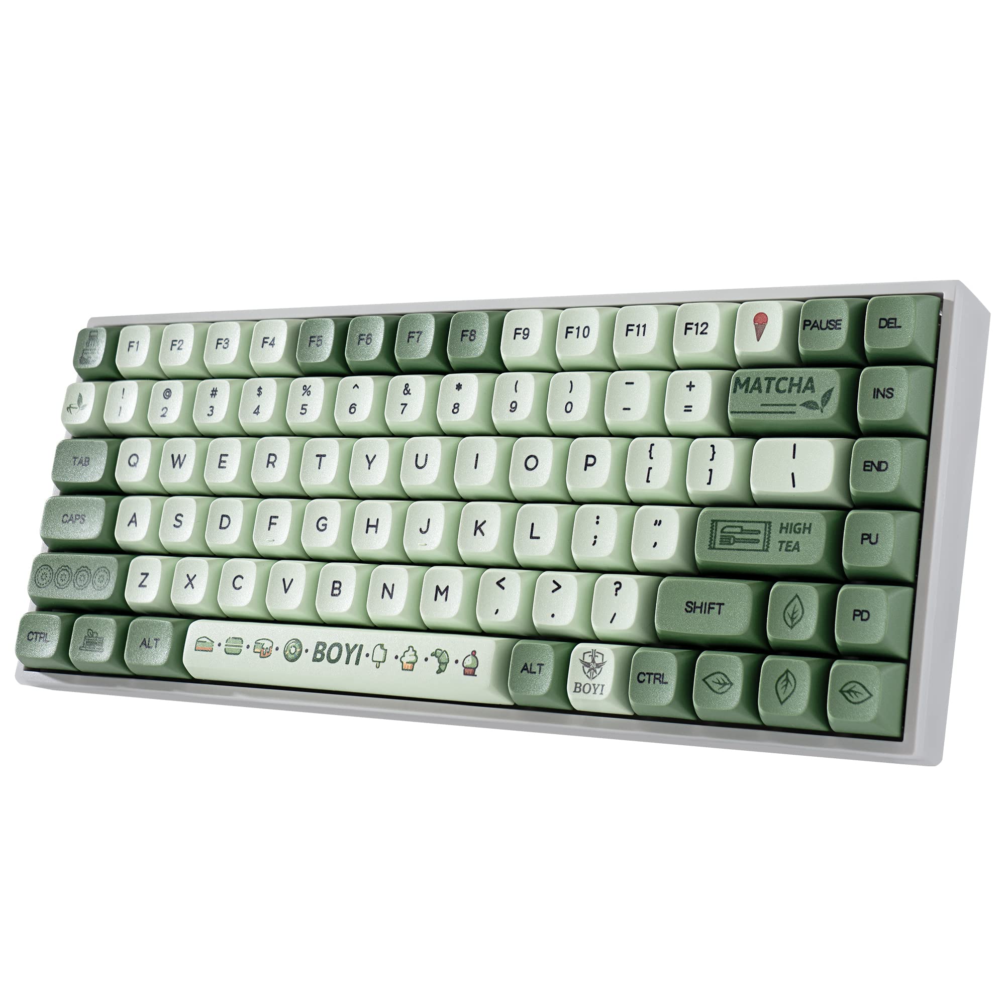BOYI KD84 Hot Swappable 75% Compact Gateron Yellow Switch Keyboard, Bluetooth 5.0/Wireless 2.4G/Wired Type-C Tri-Mode N-Key Rollover RGB Mechanical Gaming Keyboard (BOYI Matcha XDA Keycaps)