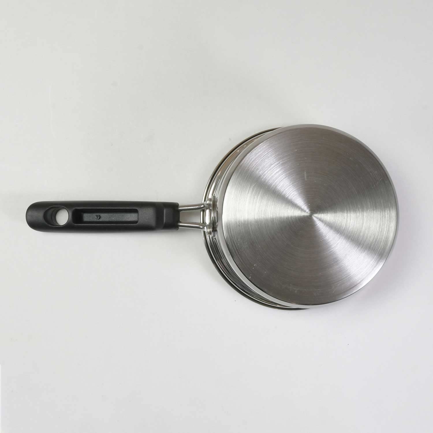 Bestco NQ-0041 Single-Handle Pot, Glass with Lid, 5.5 inches (14 cm), Stainless Steel, 3-Layer Sole, Fluorine Resin Treatment, IH Compatible, Sauce Pan, Mirror Finish