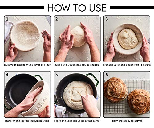 Banneton Bread Proofing Basket Set 9 Inch Sourdough Basket Bread Basket Proofing Banneton Proofing Basket for Bread Baking Sourdough Proofing Basket Bread Making Tools and Supplies Banneton Basket