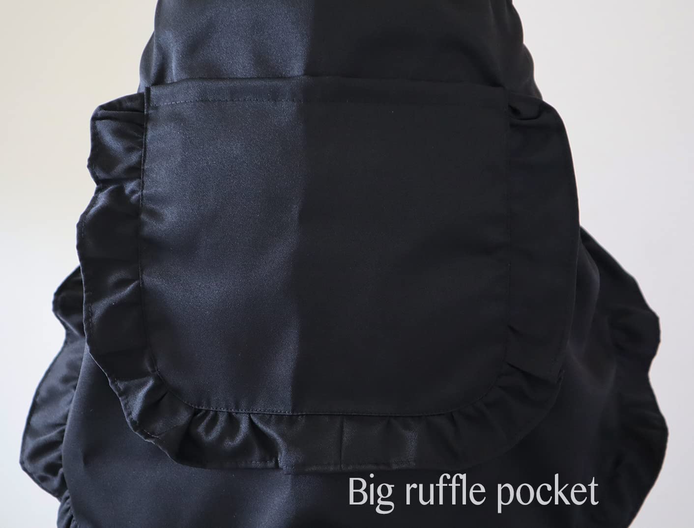 Black Waist Apron Vintage Ruffle Half Apron 1950s Retro Cute Apron for Women with Pocket