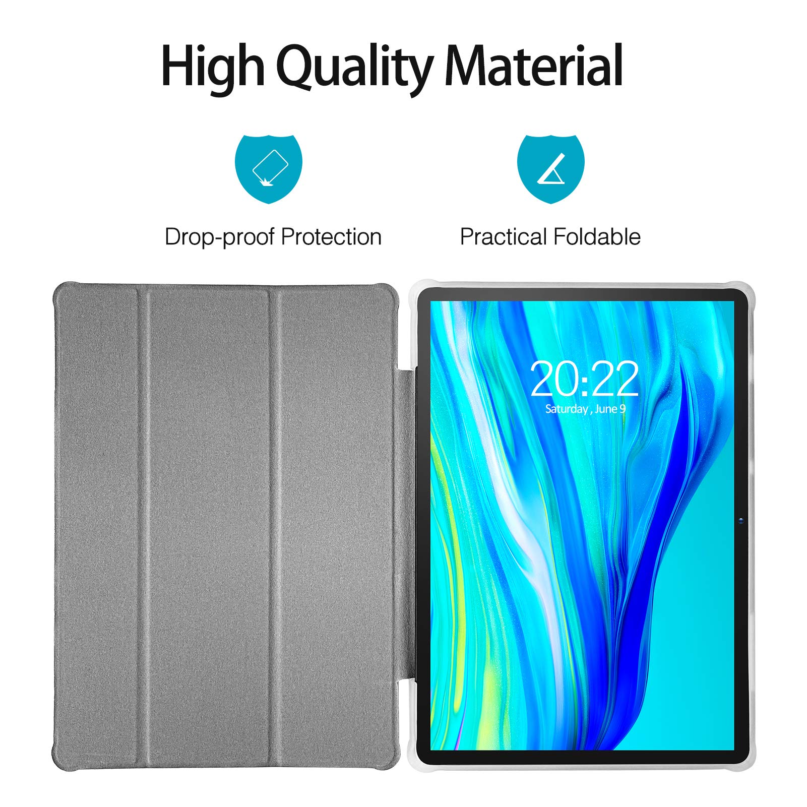 Pritom 10 inch Tablet Cover Case Compatible with Pritom Touch 10 or M10(3G Tablet 10 inch - Fixed Viewing Angle, Stand Folio and All-Round Protection