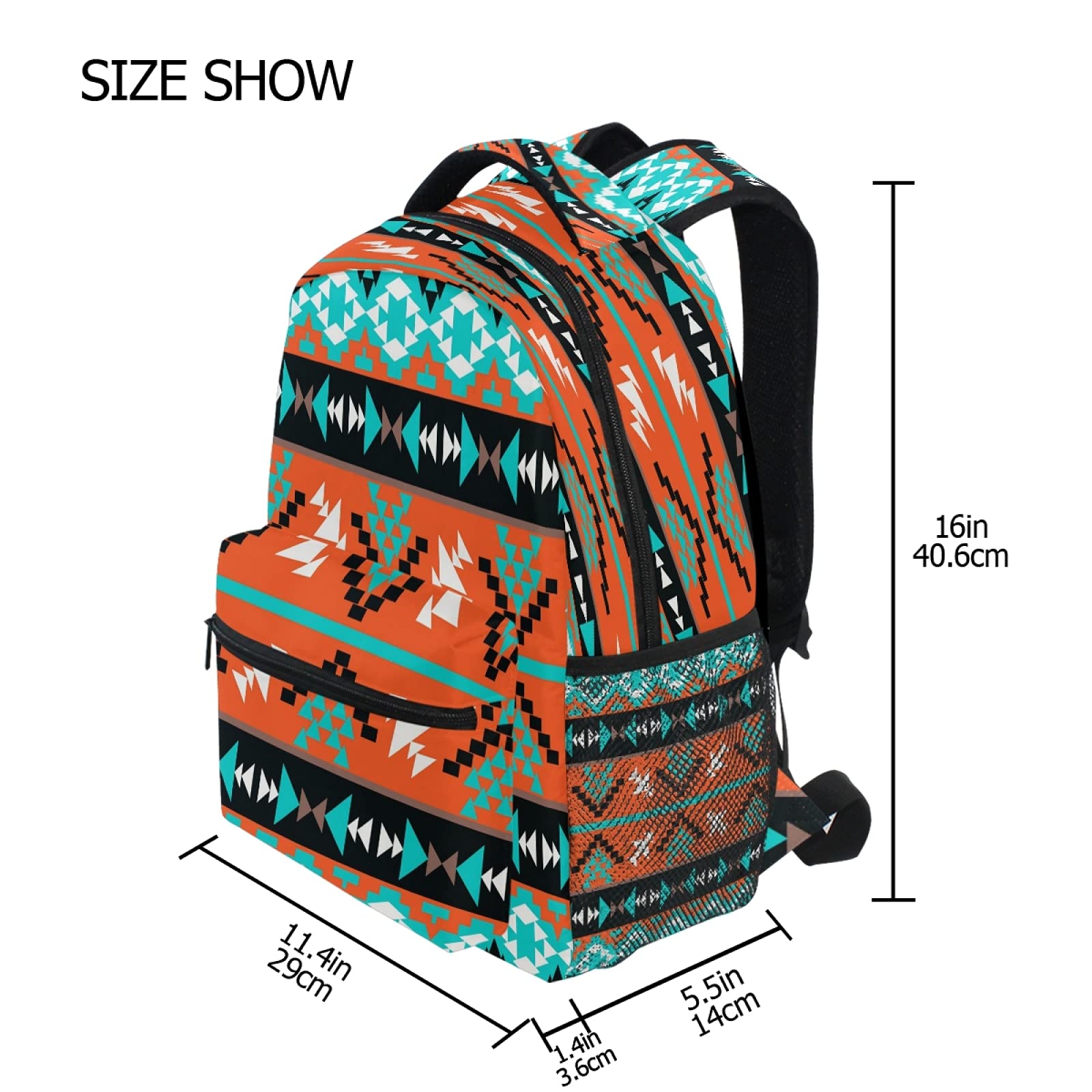 AUUXVA Ethnic Aztec Zig Zag School Backpack for Teen Girls Boys Lightweight Student Backpack Travel Bookbag Laptop Casual Daypack