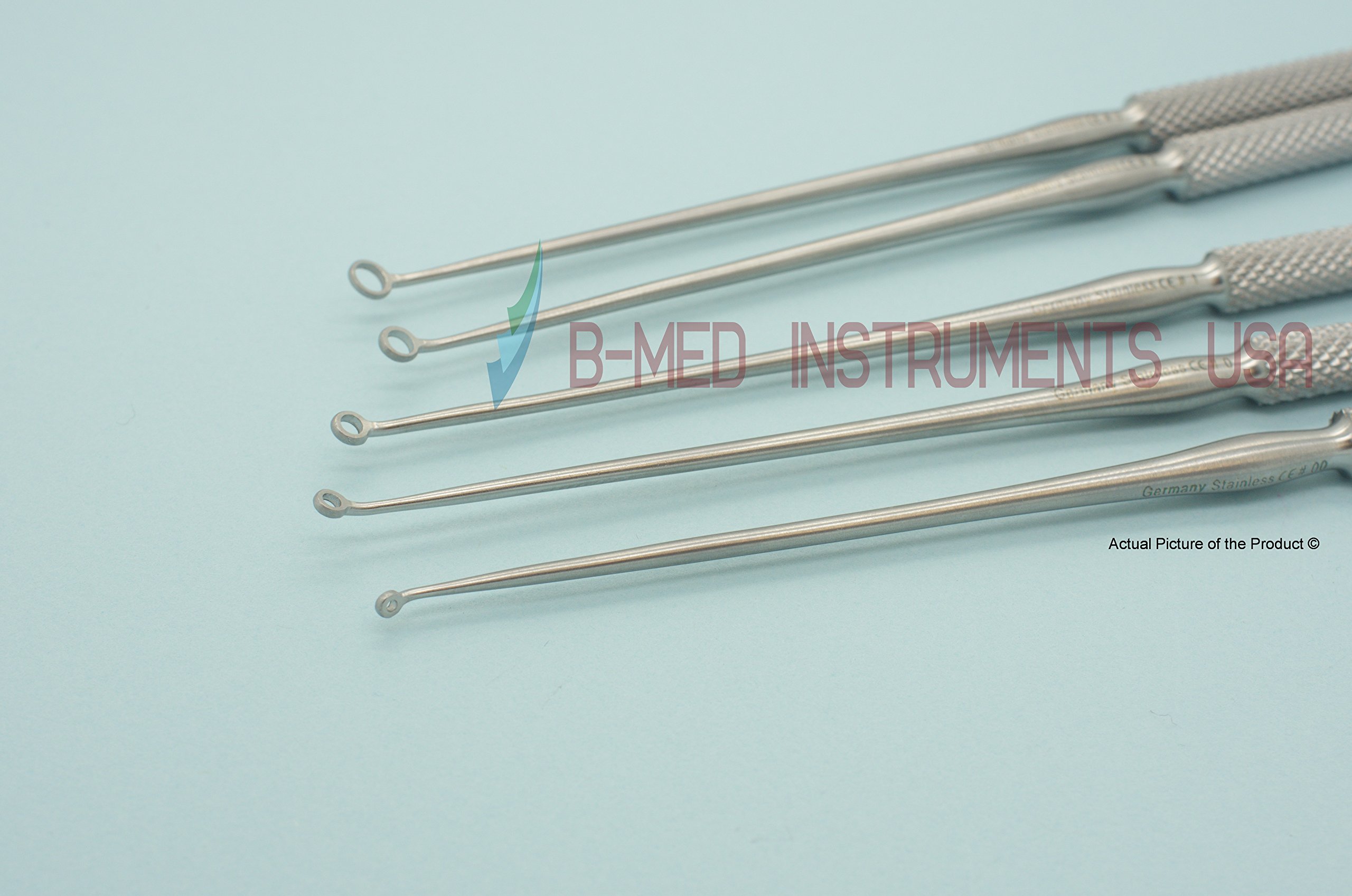 Set of 5 Buck Ear Curettes Blunt Curved # 00# 0# 1# 2# 3