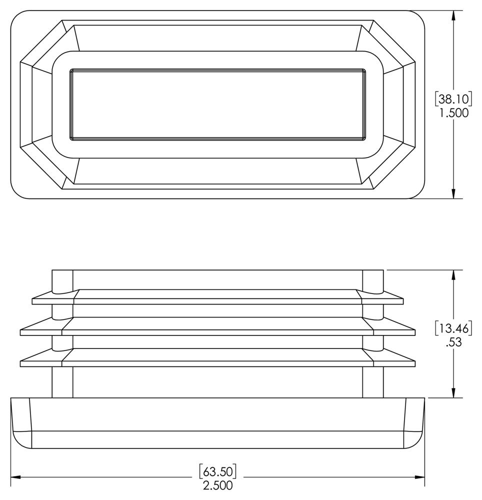 Caplugs 99394013 Plastic Plug for Rectangular Tubing. RER-1 1/2X2 1/2-12-1, PE-LD, Hole Width 1.500" Hole Length 2.500" Wall Thickness 12-16 Ga. (.109-.065)", Black (Pack of 12)