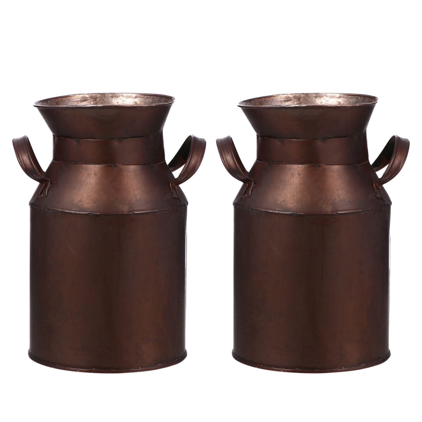 DOITOOL 2Pcs Metal Flower Bucket Vase Vintage Milk Can Jug Planter Rustic Farmhouse Flower Pot with Handle for Home Office Garden Balcony Decoration