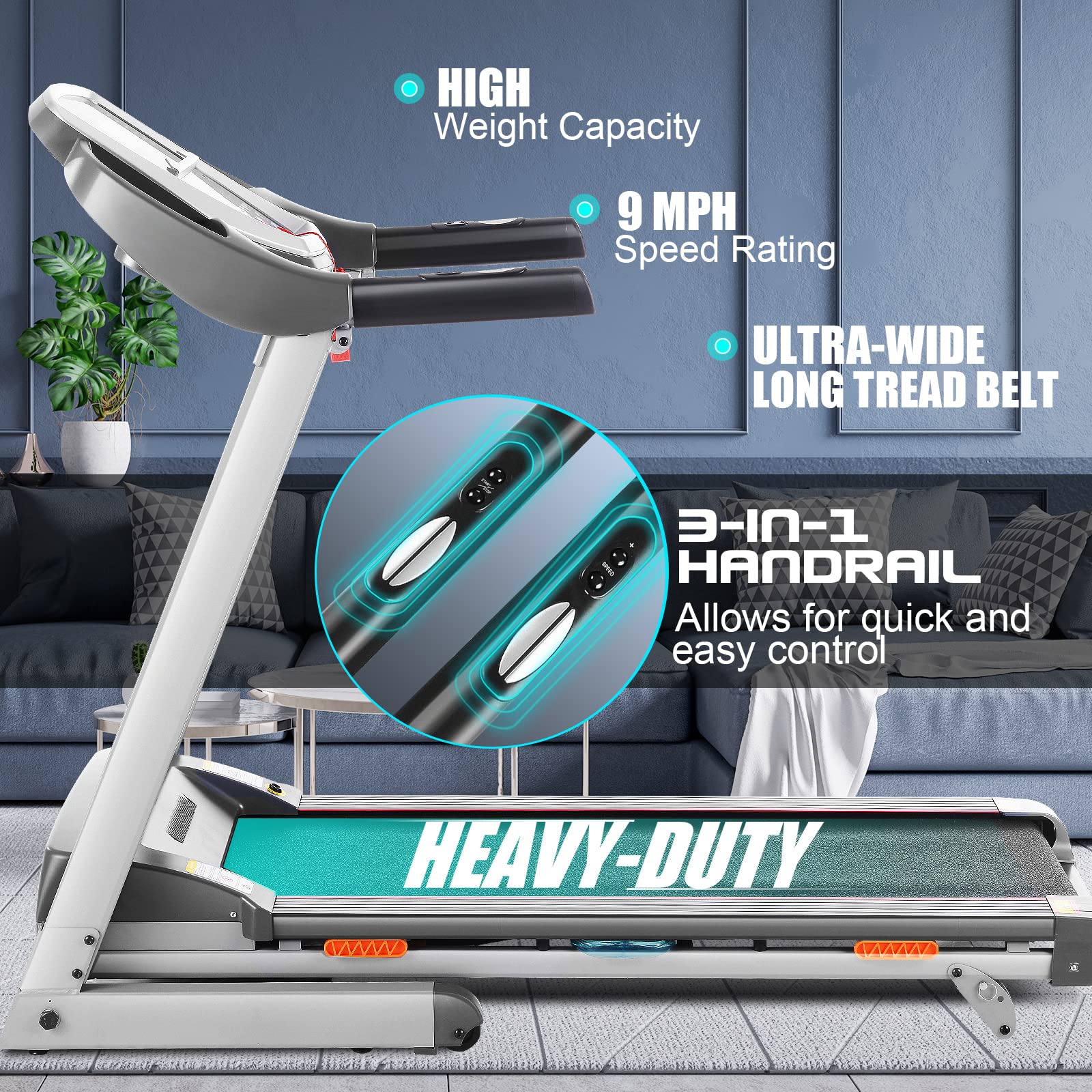 ANCHEER Folding Treadmill with Auto Incline Treadmill for Home