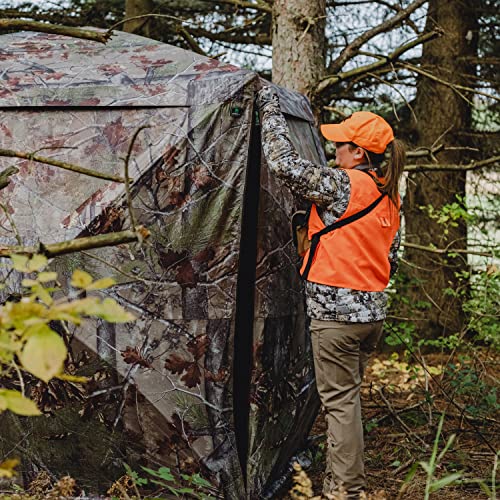 Barronett Blinds Radar™, Portable Hunting Blind, Pop-Up Hub Blind, Zipperless Windows, Lightweight, 2-Person, Bloodtrail Backwoods, 67” x 71” x 71”