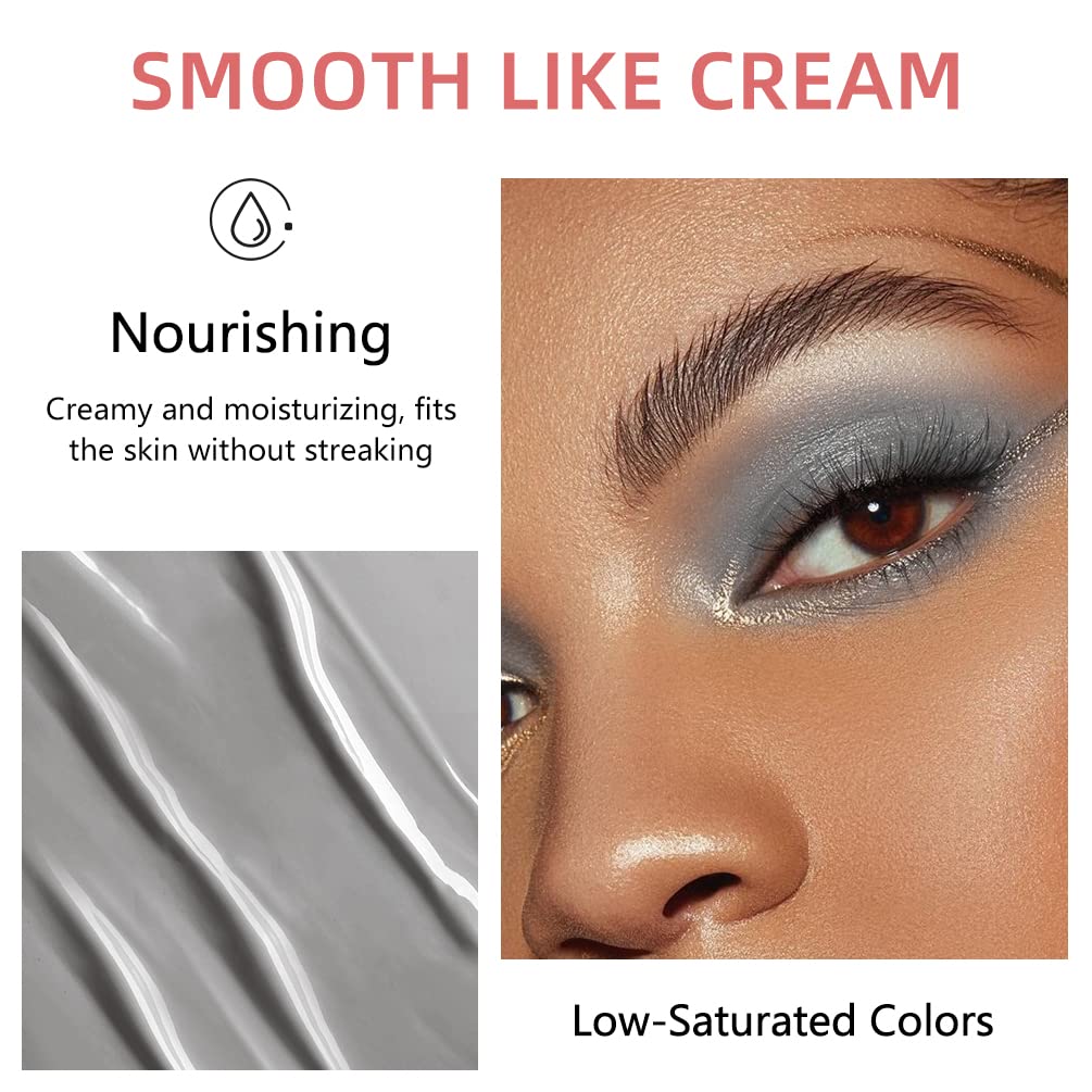 BestLand Liquid Black Smokey Gray Silver Glitter Shimmer Matte Eyeshadow Set Nude Smokey Black Make Up Eyeshadow Waterproof Quick Drying Liquid Eye Shadow Makeup (Dark Smoky)