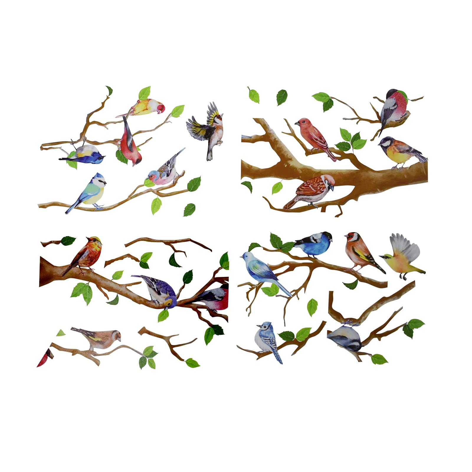 Maydahui Little Birds on Tree Branches Wall Decal Vinyl Wall Sticker (34 x 34 Inch) Removable Peel and Stick Art Murals Decor for Bedroom Offices Classroom Living Room Background