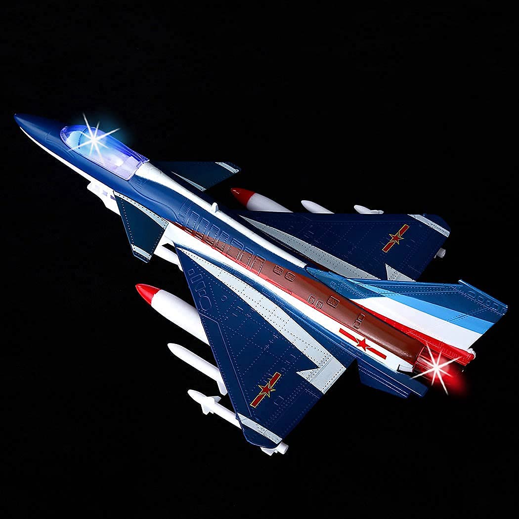 Taktik Metal Airplane Model Kit Blue Stealth Bombers and Fighter Planes Pull Back Aircraft Real Jet Sound Plane Models Toys for Boys, Girls and Adults