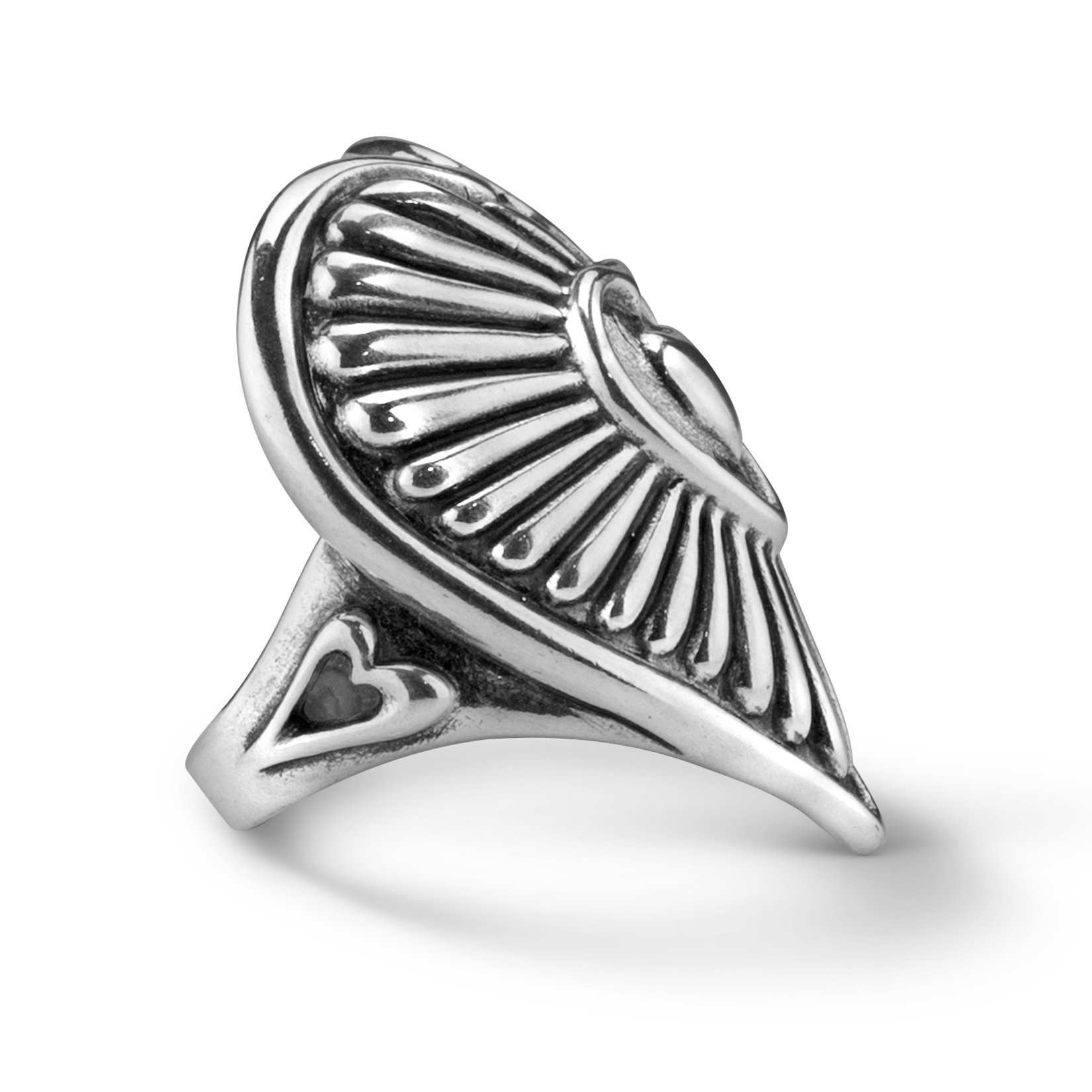 American West Sterling Silver Women's Statement Ring Heart & Sunburst Design Size 5