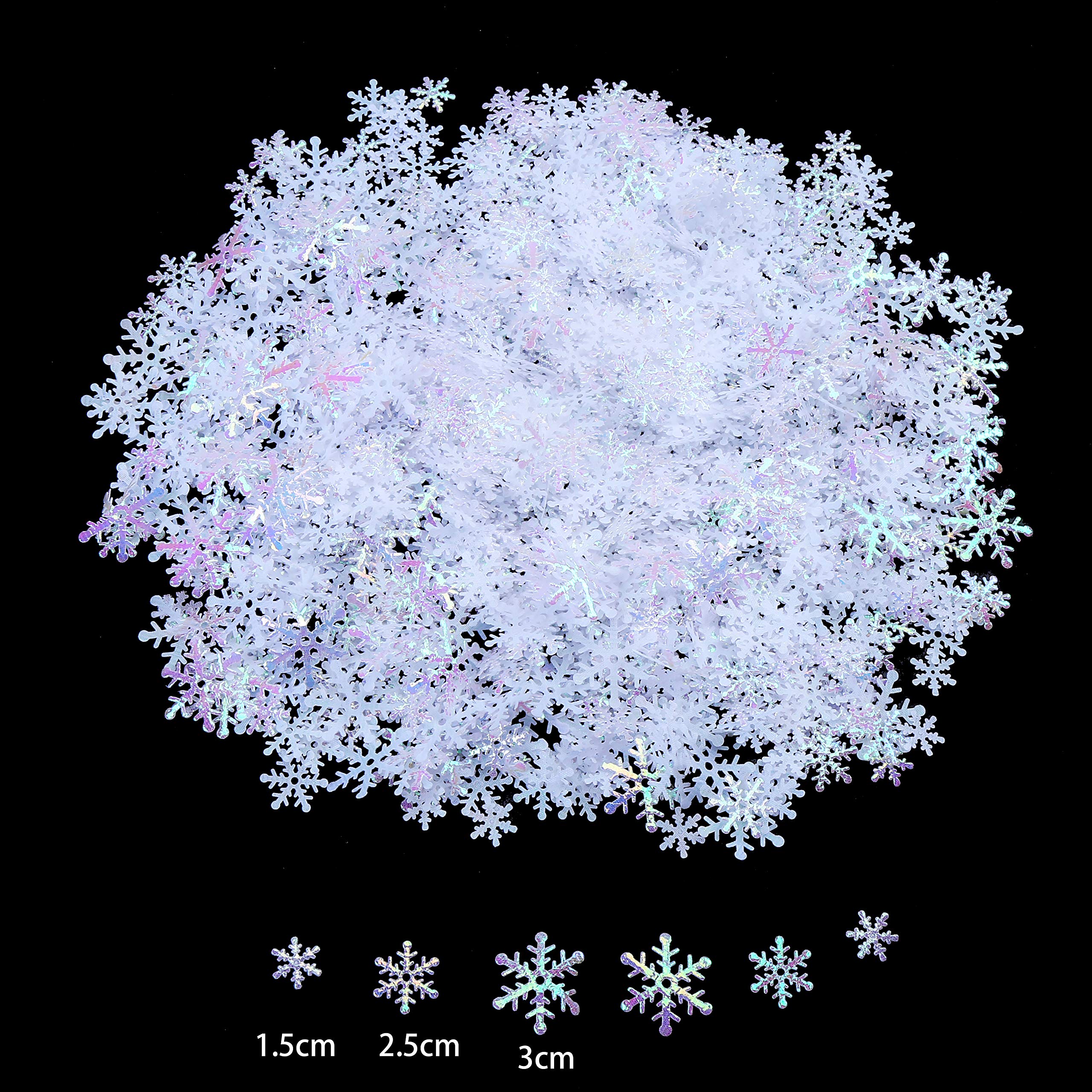 CCINEE 800pcs Glitter Snowflake Confetti White Decorative Snowflake Scatter Confetti for Christmas Birthday Party Wedding Home Decoration