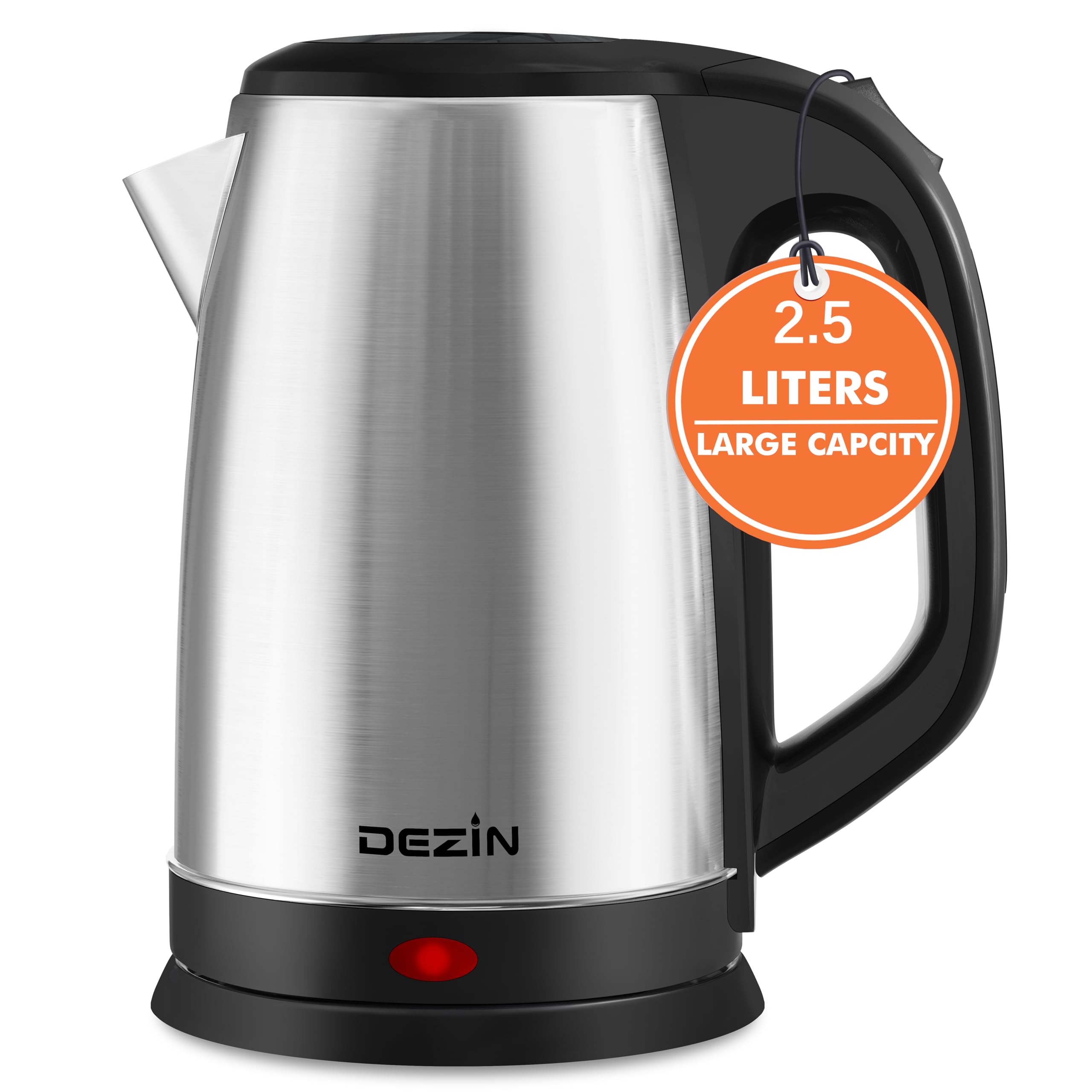 DEZIN Electric Kettle Upgraded, BPA Free 2.5L Stainless Steel Tea Kettle, Fast Boil Water Warmer with Auto Shut Off and Boil Dry Protection Tech for Coffee, Tea, Beverages