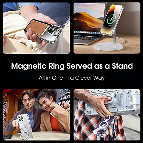CASEKOO Magnetic Clear Designed for iPhone 14 Pro Max Case with Invisible Stand [Compatible with MagSafe] [Non Yellowing] Shockproof Protective for Women Men Phone Cases 6.7 Inch 2022, Clear