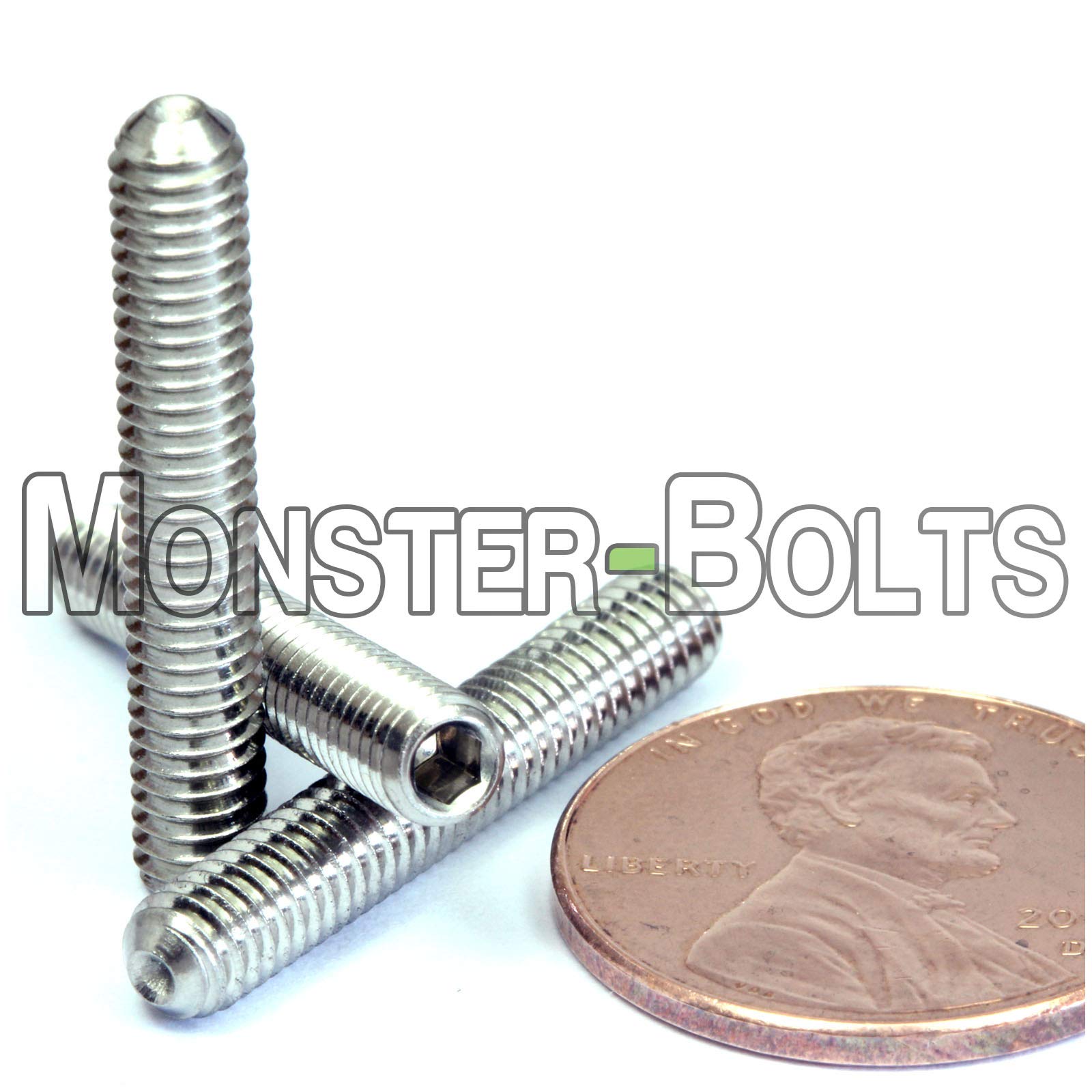 MonsterBolts - M4 x 25mm Cup Point Set Screws, DIN 916, Stainless Steel, 10 Pack