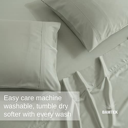 Bamtek 100% Viscose Bamboo Sheets Queen Size Bed - Super Soft and Silky Queen Sheets - Cooling Bamboo Sheets for Hot Sleepers - 4PC 17' Deep Pocket Queen Sheet Set and Pillowcases Set of 2 (Sage)
