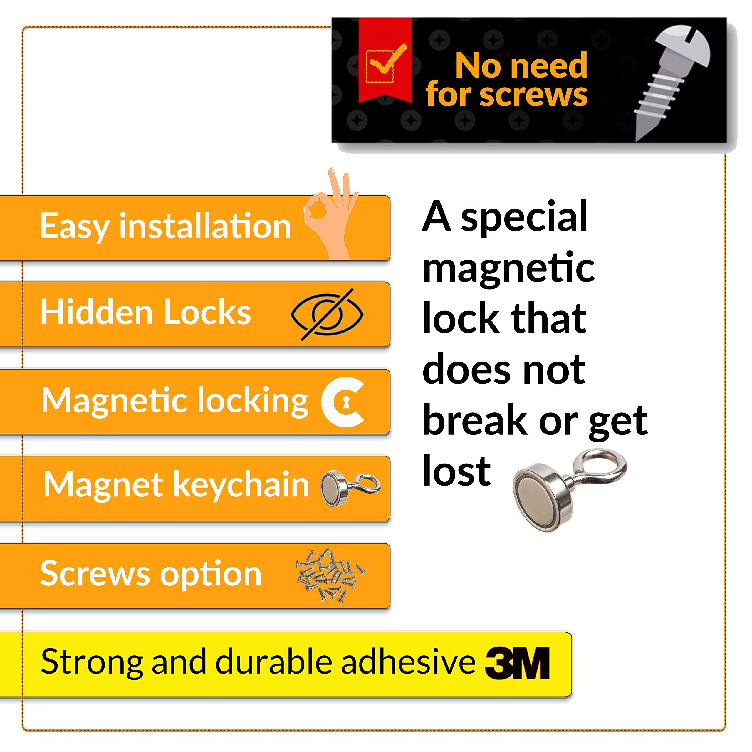 Baby Proofing, Magnetic Cabinet Locks Child Safety 3 Keys β 12 Pack Cabinet Locks for Babies Cupboards & Drawers Latches Adhesive Easy Installation by Babydil