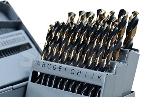 Shars 1/16-1/2", A-Z, #1-#60 HSS Heavy Duty Drill Grade Black & Gold Finish Jobber Drill 135° Point Angle 115 pcs Set 404-2929 L