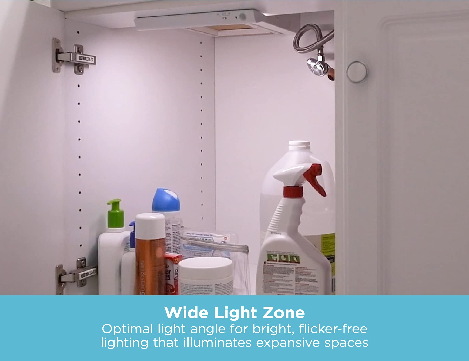 BLACK+DECKER Battery Operated Under Cabinet Lighting, Motion Sensor On/Off, Warm White LED, Stick-On Install for Kitchen & Closets - 2 Bars