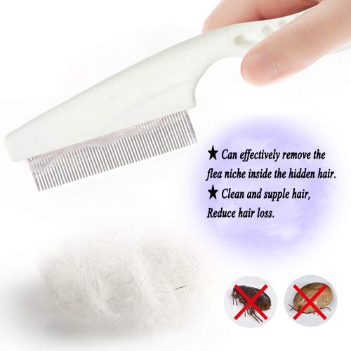 Cdycam Tear Stain Remover Combs, Professional Pet Stainless Steel Grooming Brush, Undercoat Rake and Flea Dog Cat Combs, Effectively Clean Mucus and Stains (4 Packs)