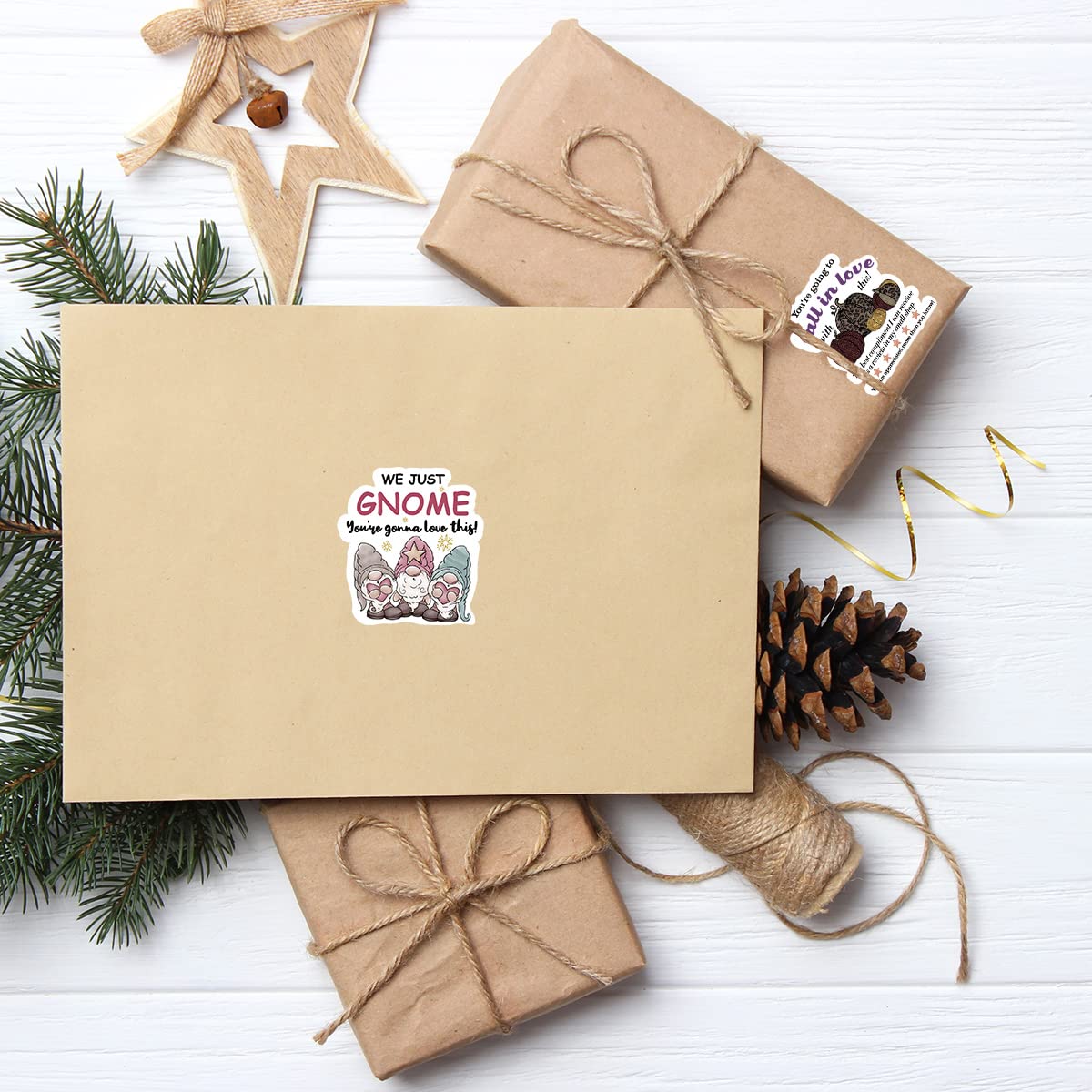 Cute Gnomes Thank You Sticker Roll,Funny We Just Gnome You’re Gnome Love This Stickers,Packaging Stickers, Mail Envelopes Shipping Stickers for Small Business,500 PCS