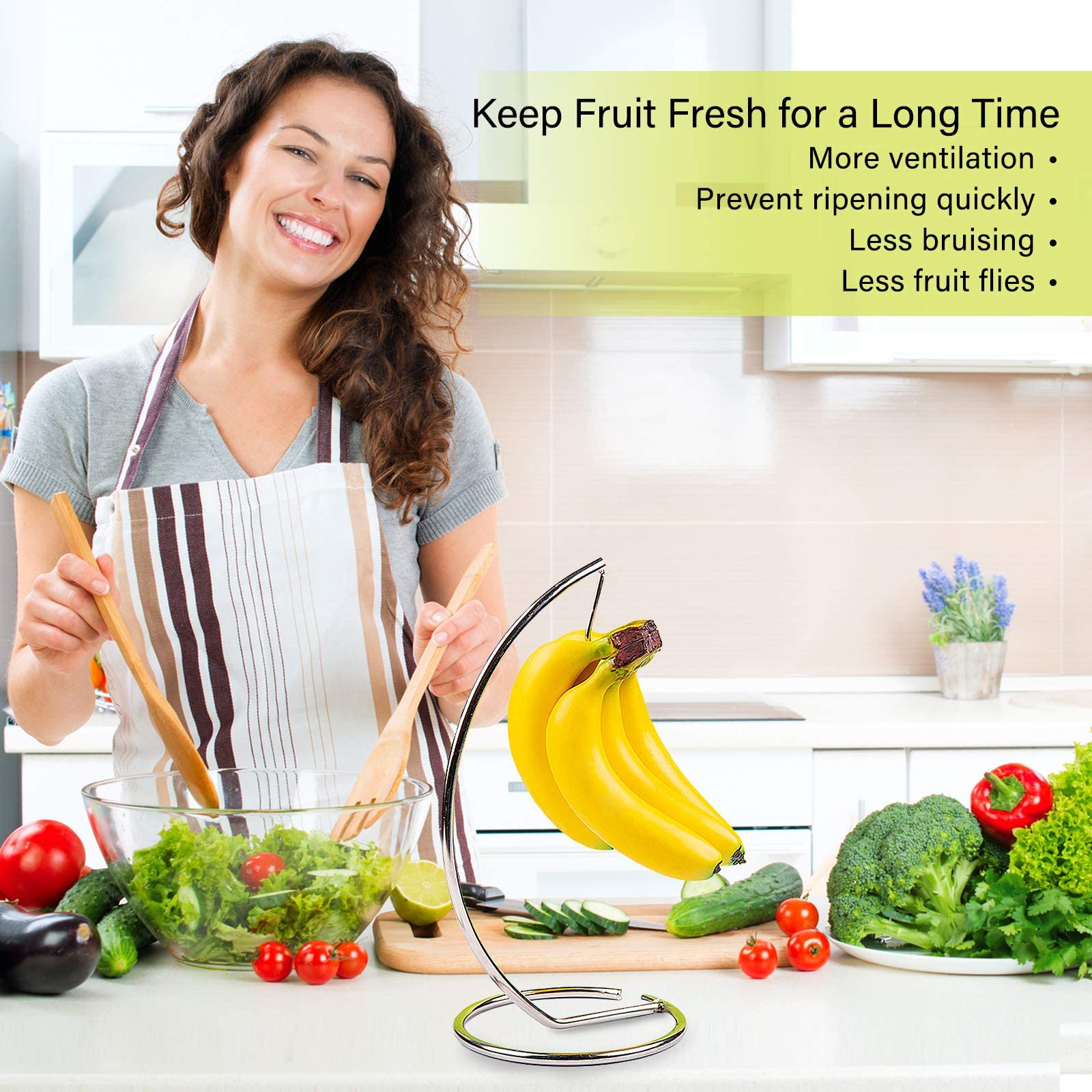 Banana Tree Hanger, Stainless Steel Banana Hanging Bracket Wire Banana Tree Stand,Fruit Bowl For Kitchen Counter, Keep All Your Bananas Fresh