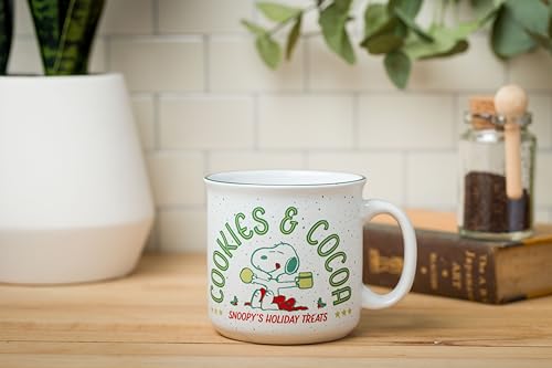 Silver Buffalo Peanuts Snoopy Cookies And Cocoa Ceramic Camper Mug, 20 ounces