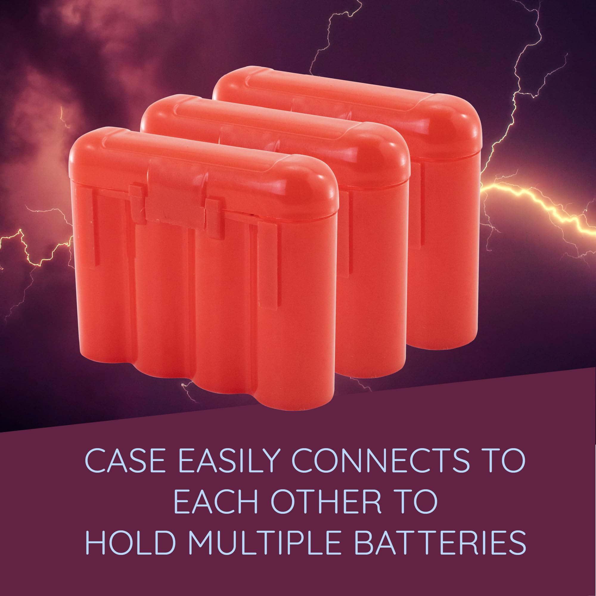 Powertron Batteries 3 Pack AA/AAA / CR123A Red Battery Holder Storage Cases