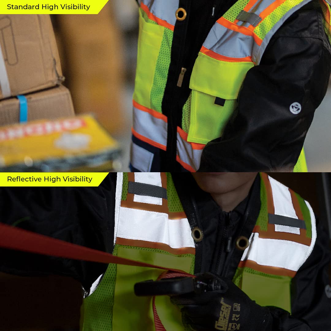 Shine Bright Safety Vest - High Visibility with Reflective Straps and Pockets – Premium, Soft, Durable, and Breathable – ANSI CLASS 2 (Size XL, Black)