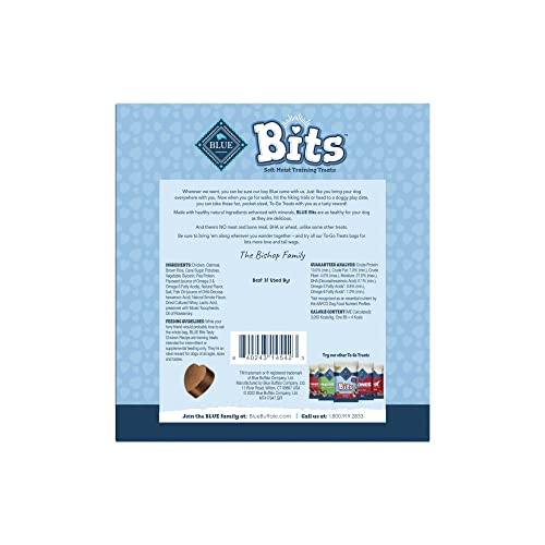 Blue Buffalo BLUE Bits Natural Soft-Moist Training Dog Treats TO-GO, Chicken Recipe 1-oz Bags (Pack of 12)