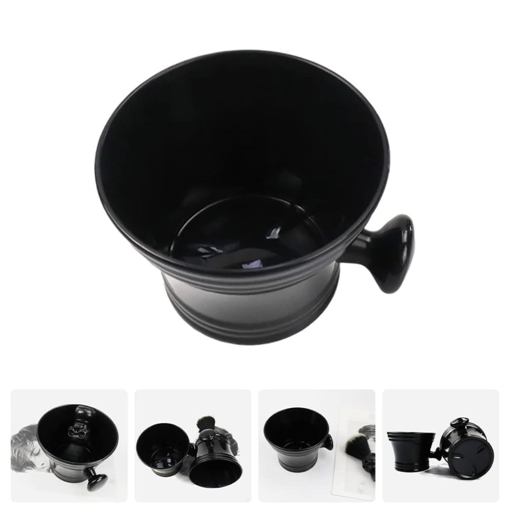 Beavorty Ceramic Shaving Bowl with Handle Wide Mouth Large Capacity Shaving Soap Pottery Cup for Men Portable Pottery Shaving Cream Mug