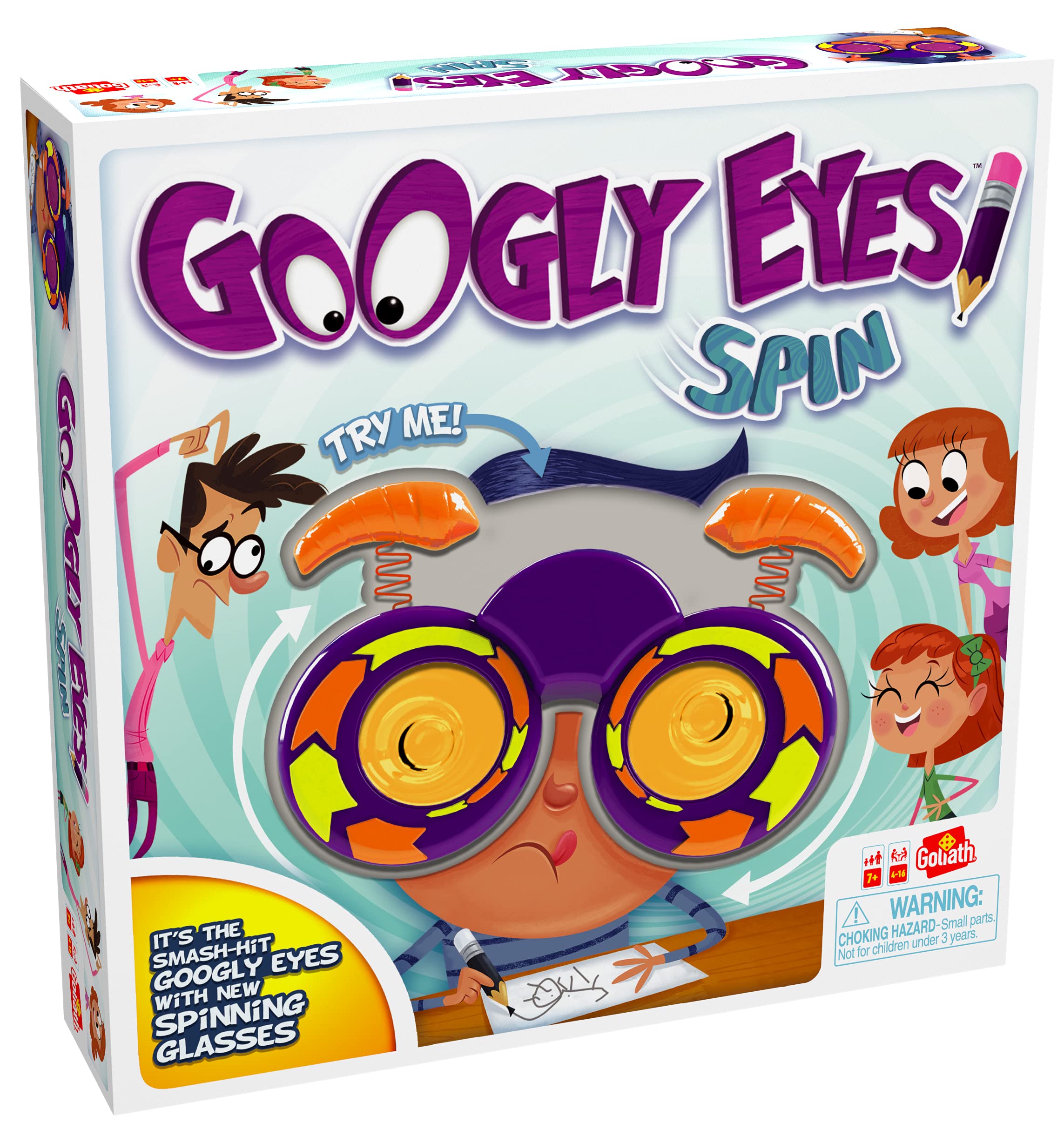 Googly Eyes Spin - The Classic Googly Eyes Family Drawing Game with Crazy, Vision-Altering Spinning Glasses by Goliath, Multi Color