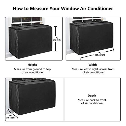Aozzy Air Conditioner Covers For Window Units Ac Covers For Outside Unit Winter Outdoor Heavy Duty Waterproof Insulation Defender With Adjustable Strap 21.5"W x 15"H x 16"D Inches
