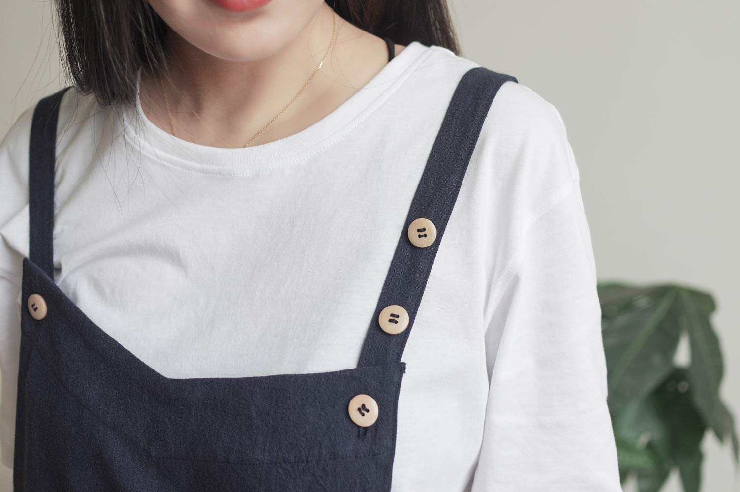 BBYBBS Adjustable Kitchen Apron Japan Style Cotton Linen with 2 Pockets Pinafore Apron For Women,Chef,Waitress,Hairstylist Fits for Grill,BBQ,Paint Cross Back H Shoulder Straps (Army Green)