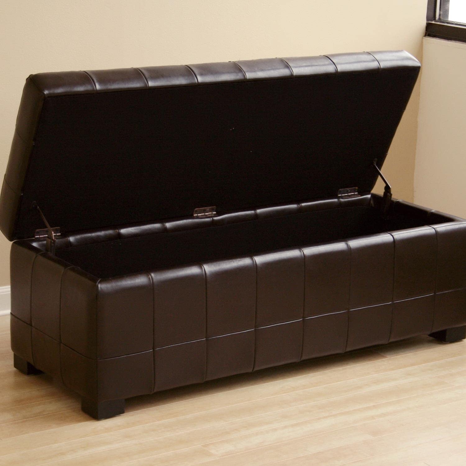 Baxton Studio Storage Bench Ottoman in Dark Brown