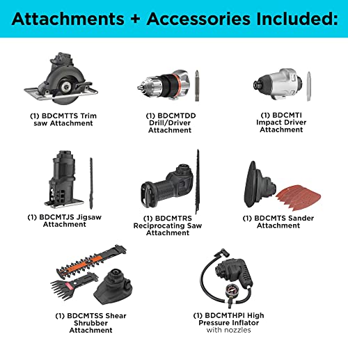 BLACK+DECKER MATRIX 20V MAX Power Tool Kit, Includes Cordless Drill, 12 Attachments and Storage Case (BDCDMT1212KITC1)