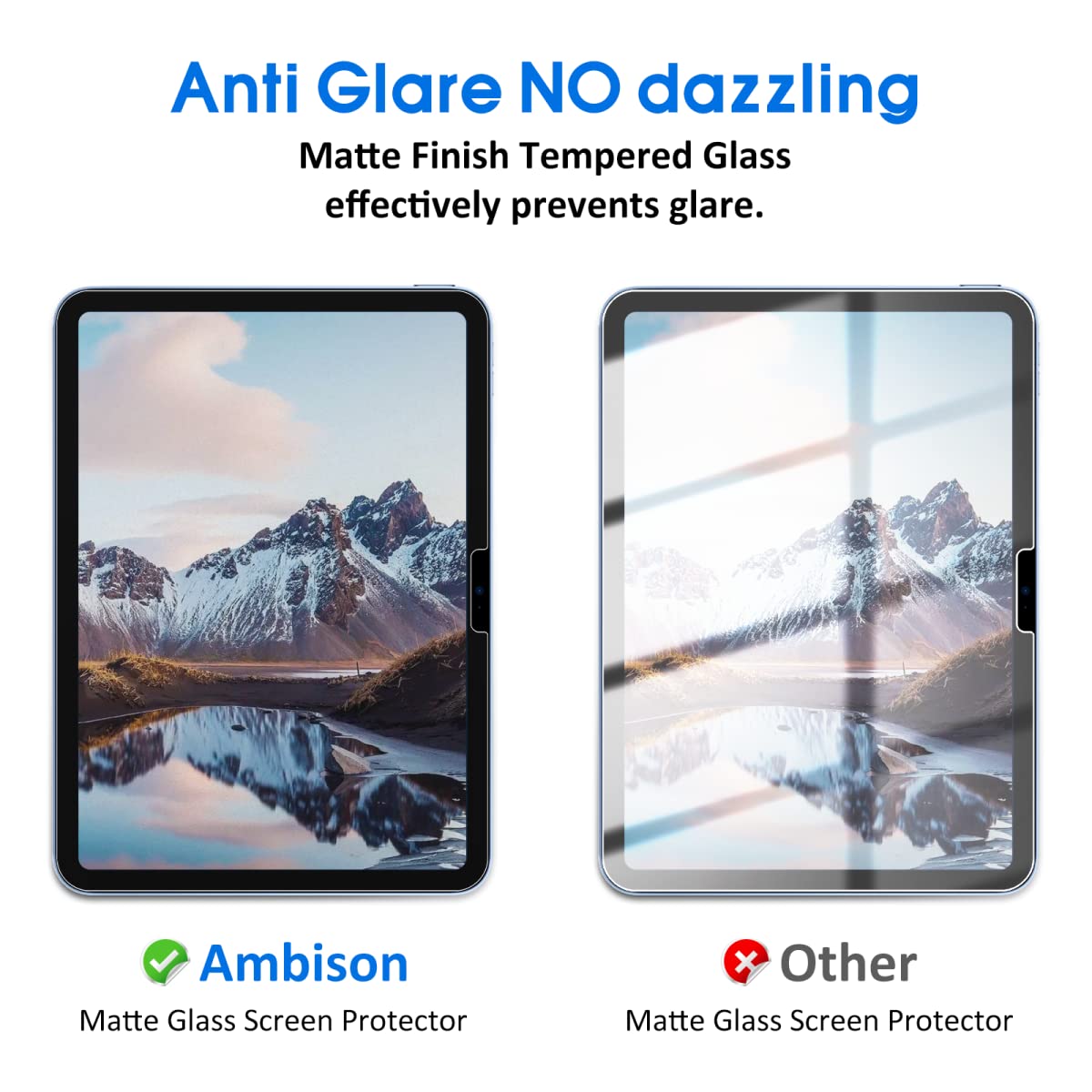 Ambison 2 Pack Matte Glass Screen Protector Compatible with Samsung Galaxy S24, Anti Glare&Fingerprint/Easy Install/Bubble Free/Smooth as Silk/Apple Pencil Compatible/9H Tempered Glass