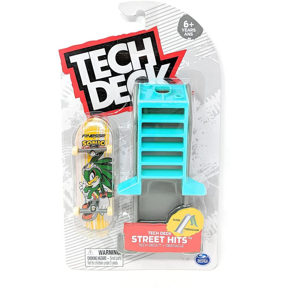 Tech Deck Street Hits 2021 Series Finesse Skateboards Sonic Jet The Hawk Complete Fingerboard and Slide Obstacle