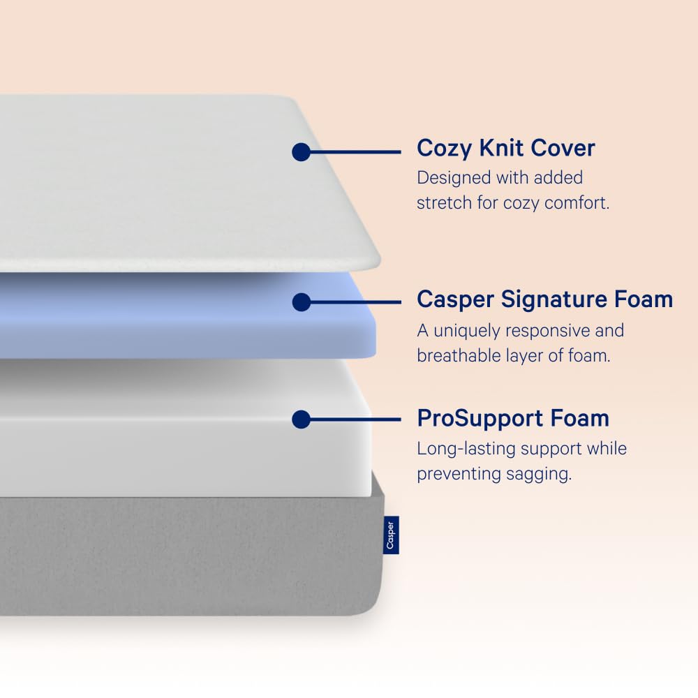 Casper Sleep Element Mattress, King, Grey & Original Pillow for Sleeping, King, White, Two Pack