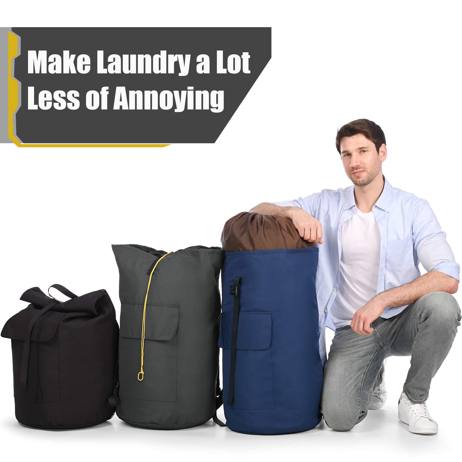 Ãzhido Backpack Laundry Bag, 115L Laundry Bag Heavy Duty Extra Large, Sturdy Laundry Backpack, Portable Laundry Bag with Straps, Laundry Bag Backpack for College Dorm, Apartment, Laundromat