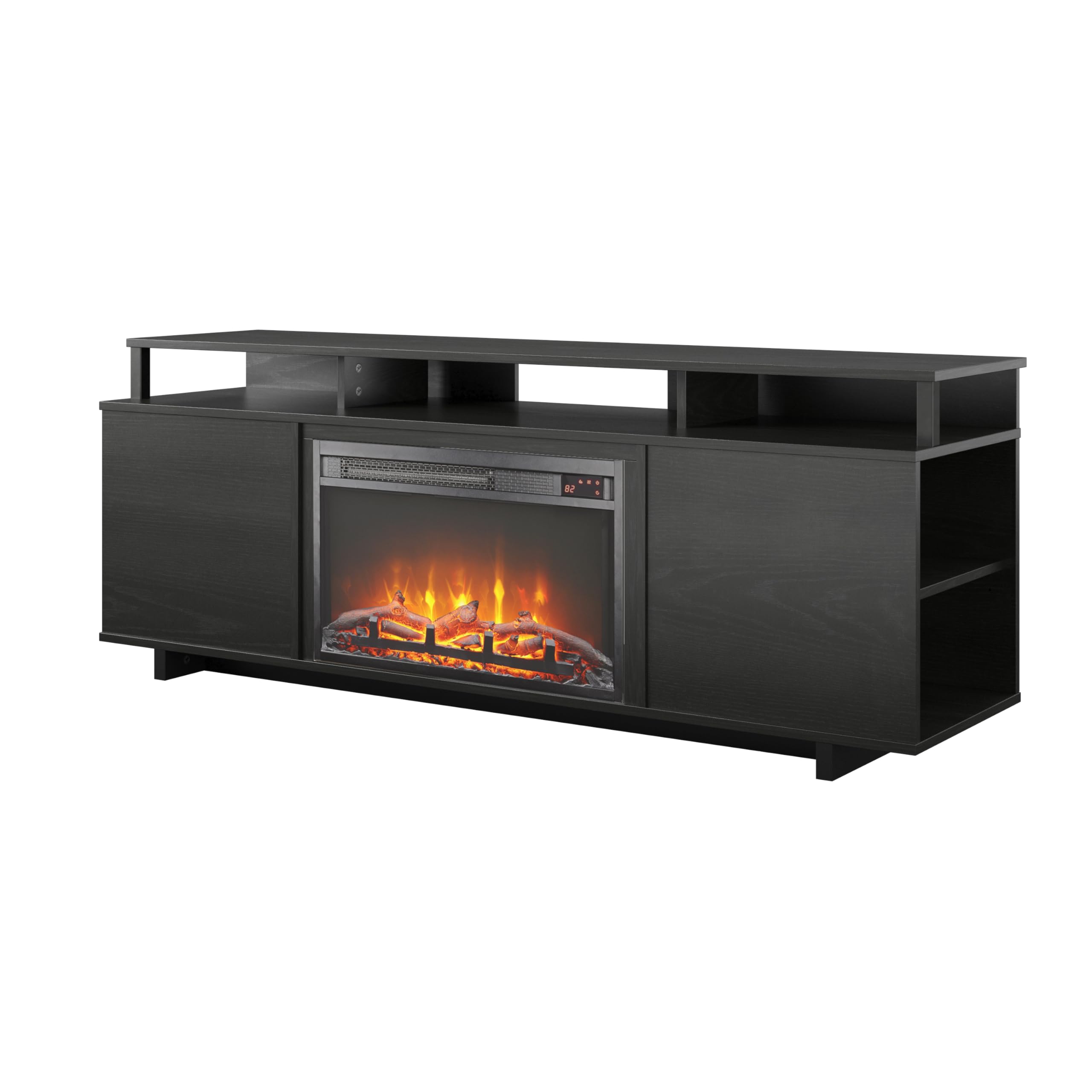 Ameriwood Home Mason Fireplace TV Stand for TVs up to 65" in Black Oak