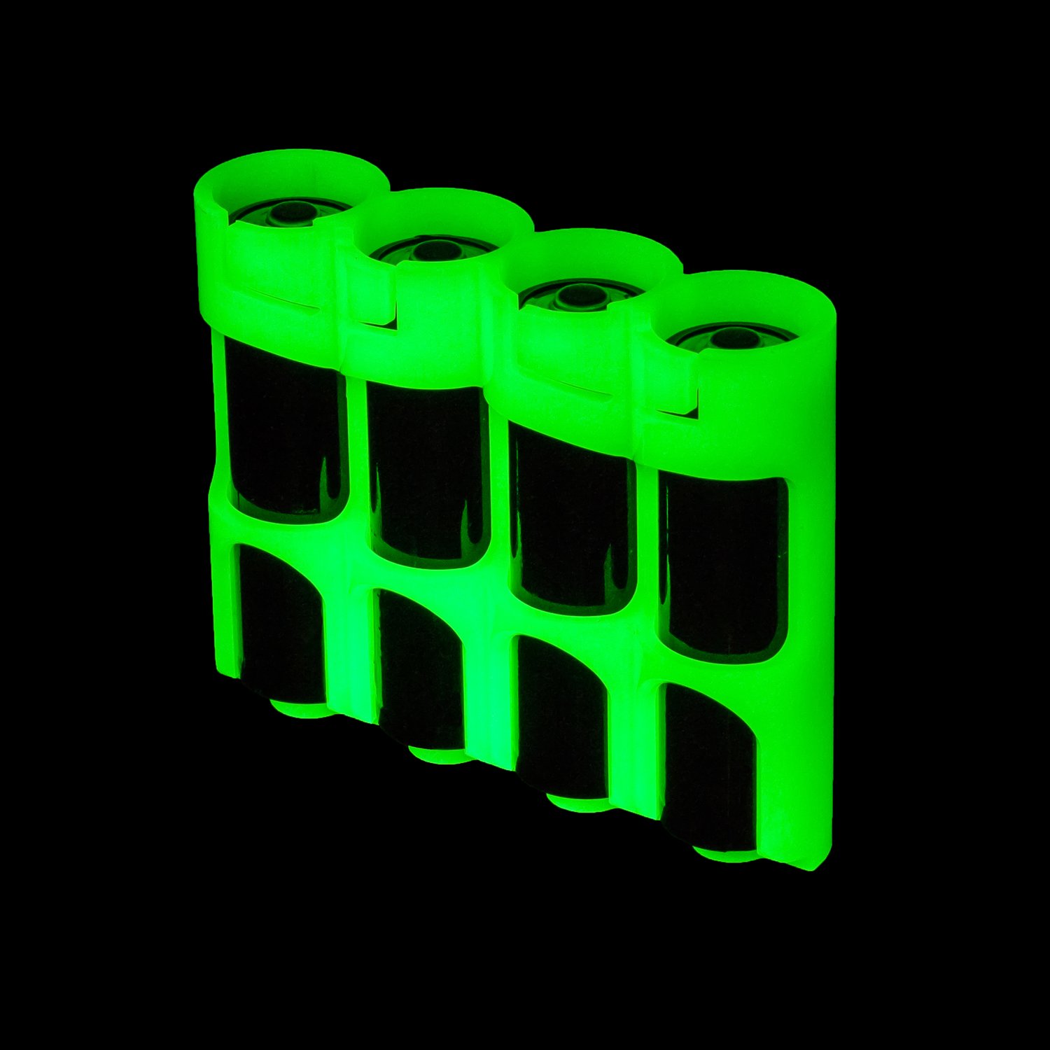 Storacell SLAAMS by Powerpax SlimLine AA Battery Caddy, Glow-in-the-Dark Moonshine, Holds 4 Batteries