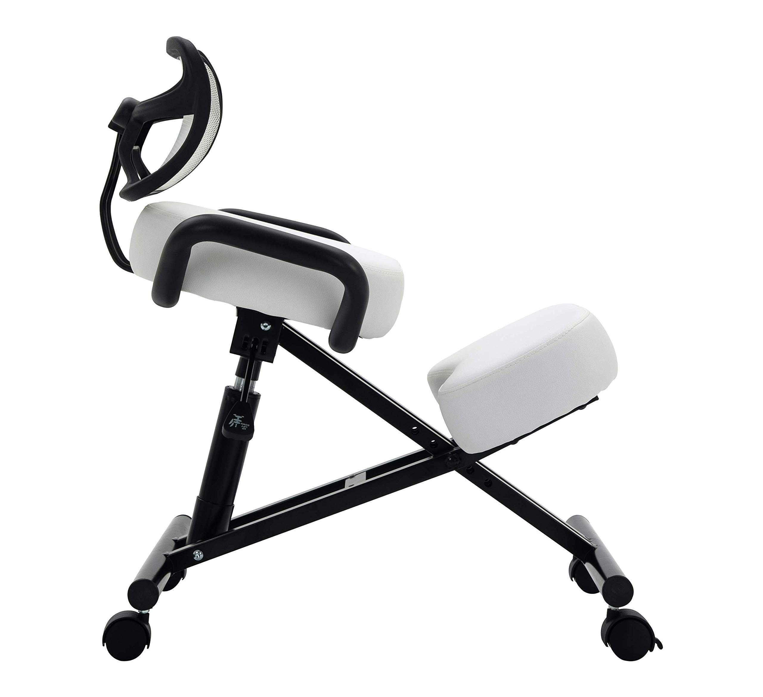 Beautiful Ergonomic Kneeling Chair with Thick Leather Cushions, Pneumatic Height Adjustment, Back Support, Side Handles, Back Pain Relief, Work from Home & Office, Stork [Updated August 2021]