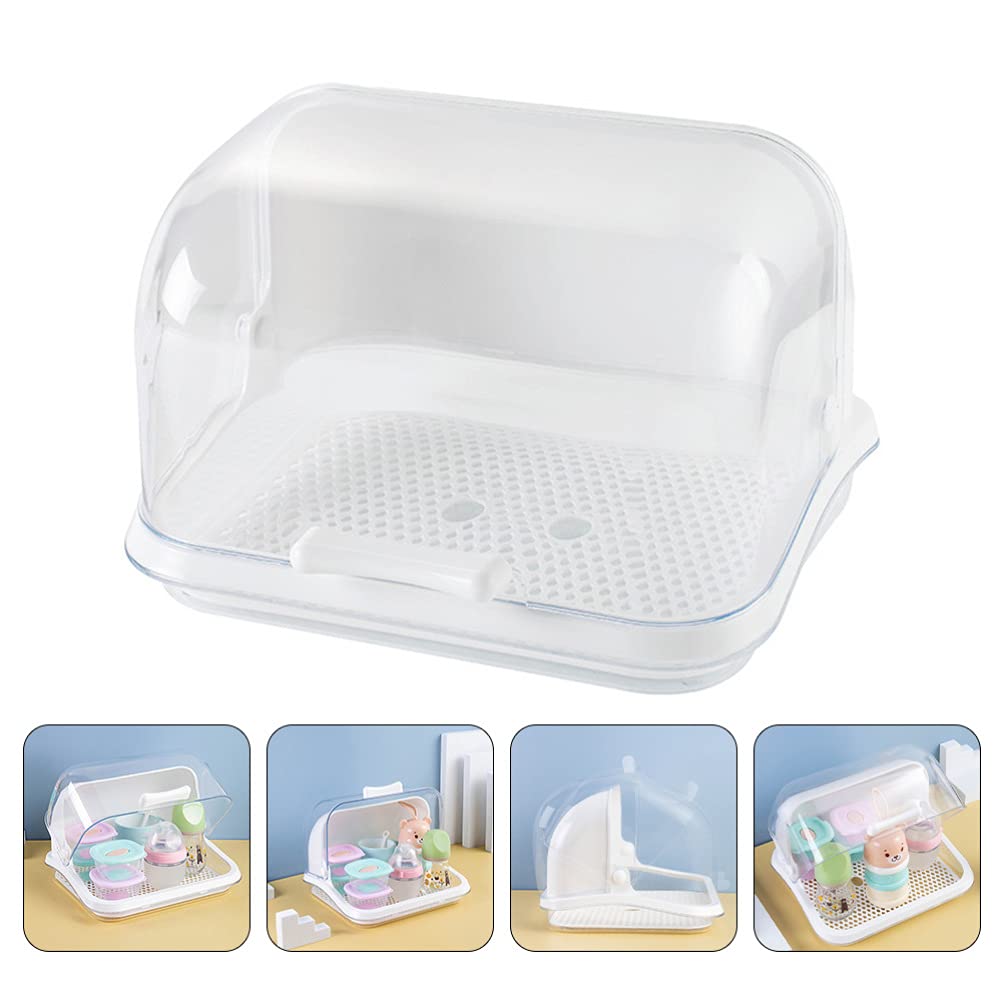 Baby Bottle Drying Rack with Anti- Cover Bottle Storage Box Organizer Portable Kitchen Cabinet Organizer Countertop Dryer for Tea Cup Coffee Mug Bowl